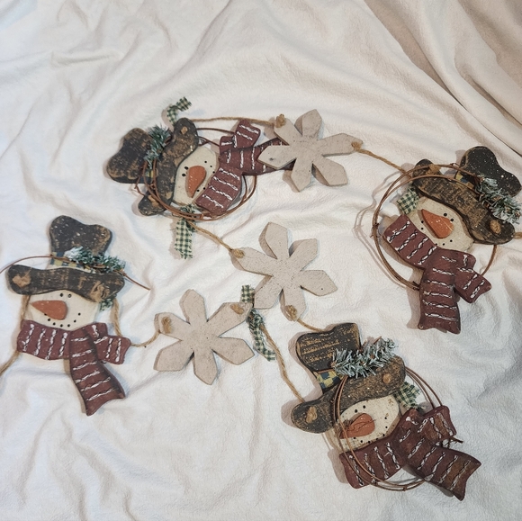 Holiday | Rustic Christmas Snowman Wooden Garland 3 Long | Poshmark